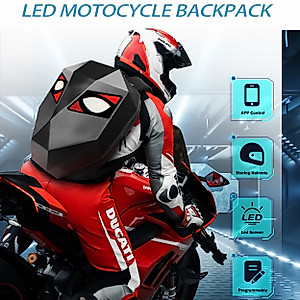 Taysem LED Backpack with Eyes - Led Motorcycle Backpack Waterproof LED Knight Backpack with Programmable Screen Christmas Gift (B)