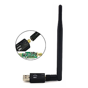 LKJYBG 300mbps 5dbi USB WiFi Adapter Mini Dongle External Wireless LAN Network Card Compatible for Win 7 8 10 Pc Computer Black