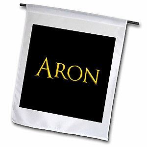 3dRose Aron common baby boy name in America. Yellow on black talisman - Flags (fl-361726-1)