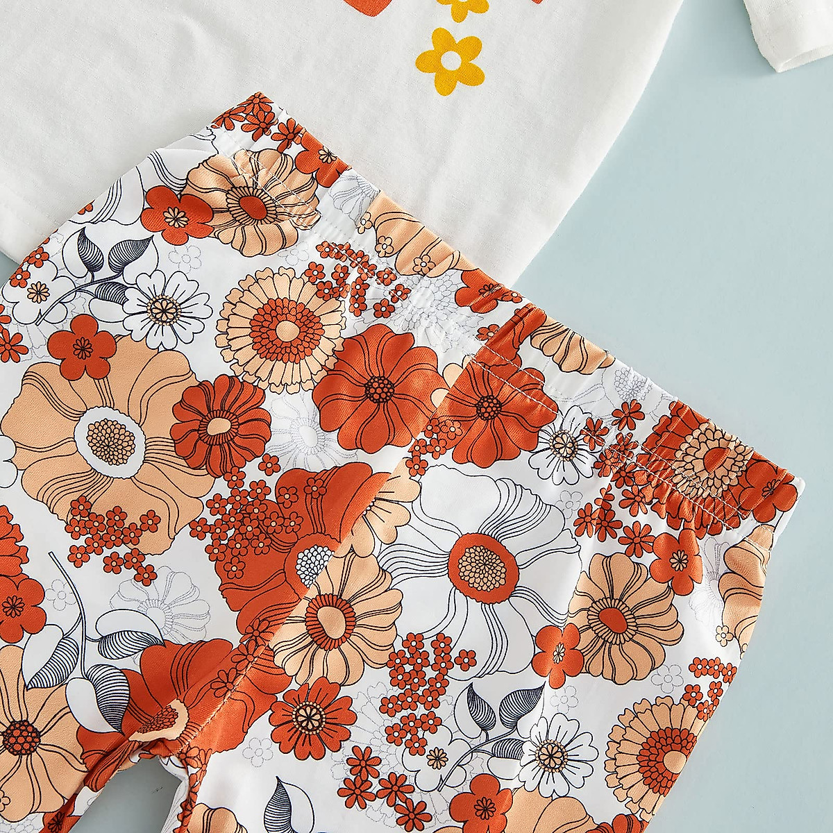 Muasaaluxi Toddler Kid Baby Girls Outfits Short Sleeve Letter Print T-shirt Tops Flared Pants Summer Clothes 1-6Y (Stay Groovy, 2-3T)