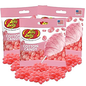 Jelly Bean Cotton Candy Flavored Beans, Pink Carnival Themed Gourmet Chewy Candy for Boys or Girls, Shareable Bagged Candies, Pack of 3, 3.5 Ounces