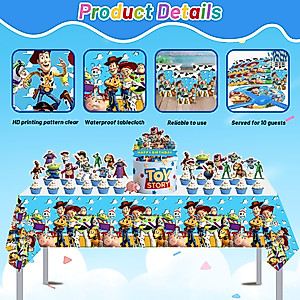 269Pcs Birthday Party Supplies, Cartoon Birthday Party Decorations for Serves 10 Guests, Include Backdrop, Cake & Cupcake Toppers, Latex Balloons, Tablecloth, Tableware, Foil Balloons and Stickers