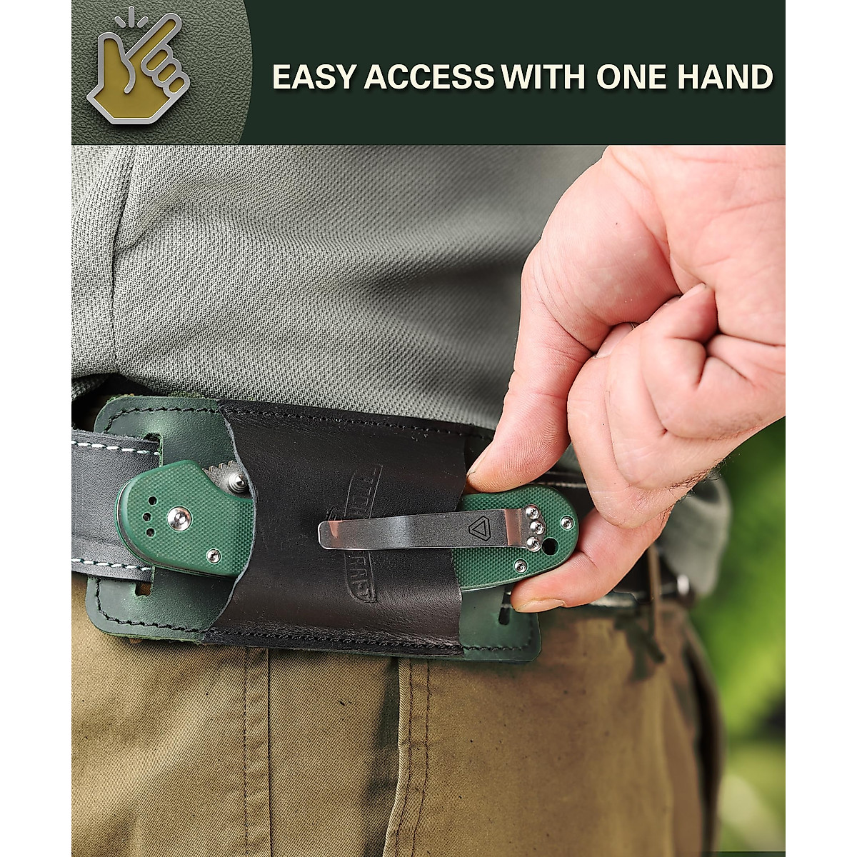 CatchandCraft Leather Knife Sheath for Belt - Pocket & Folding Knife Holster, Horizontal Carry Knife Holder, Small Case Pouch, Hidden EDC Organizer for Men, Shop Knife Sheaths