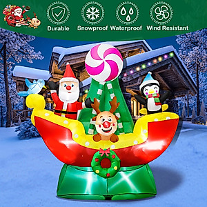 Mukum 6FT Long Easter Inflatable Outdoor Decorations Easter Inflatable Bunny Eggs Carrot Inflatable Gift Box LED Light Up Easter Decorations with Build-in LED Blow Up for Indoor Outdoor