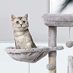 MIAO PAW 10Grey Cute Cat Tree Tower for Indoor Cats - Condo with Sisal Scratching Posts，Jump Platform Cat Furniture Activity Center Play House Bed