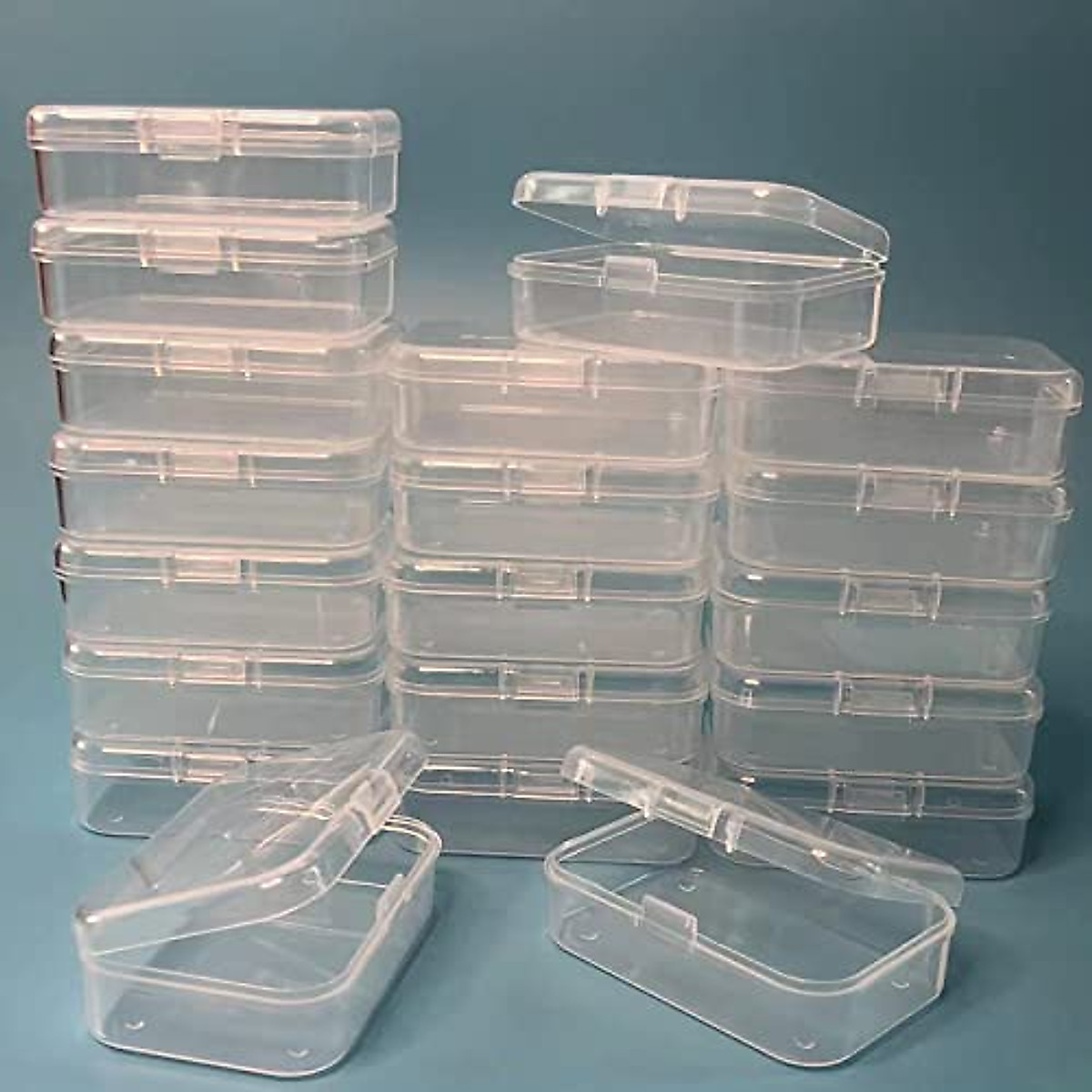 Wotermly 20 Packs Small Mini Clear Plastic Beads Storage Containers Box with Hinged Lid for Storage of Tiny Items, Crafts, Jewelry, Hardware,Earplugs,Pills and More Small Items
