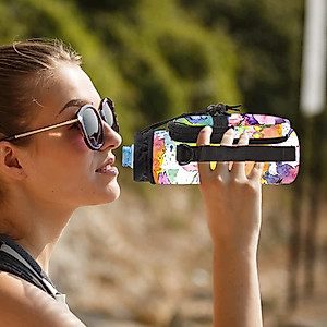 icolor Water Bottle Carrier Bag Holder 25/32/40/64oz,Adjustable Padded Shoulder & Handle Strap Sports Sling Hiking Pack,Insulated Neoprene Wide Mouth Bottle Sleeve