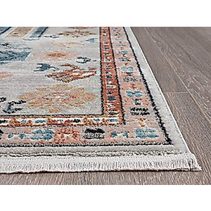 Abani Geometric Medallion 7'9" x 10'2" Area Rug, Beige & Teal Rugs Azure Collection Accent Rug
