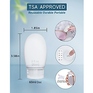 Silicone Travel Bottles for Toiletries TSA Approved Travel Size Containers Set 4 Pack Portable Leak Proof Refillable Cosmetic Squeeze Bottles Shampoo Hair Conditioner Body Lotion Bath Shower Gel