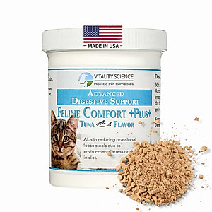 Vitality Science - Feline Comfort Plus, Extra Drying Digestive Aid, GI Support Helps with Vomiting and Diarrhea, 100% Additive Free, 120g (Seafood, Small)