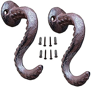 Octopus Tentacle Wall Hook 2 Pack for Octopus Bathroom Decor Lovers, Fans of Ocean Wall Decor, Nautical Bathroom Accessories, Octopus Wall Decor Bathroom Nautical Wall Hooks, Steampunk Decor