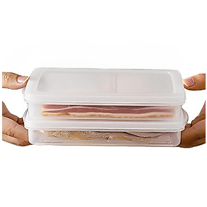 2 Pack-Bacon Keeper, Deli Meat Saver Cheese Cold Cuts Plastic Food Storage Containers with lids for Refrigerators,Lunch Box Christmas Cookie Holder Meal Prep Container
