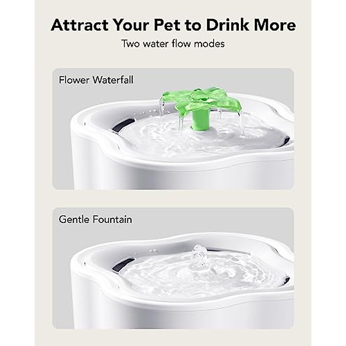 HICC PULE Cat Water Fountain, 101oz/3L Ultra Quiet Automatic Pet Water Fountain with Water Level Window, BPA-Free Dog Water Dispenser with with Two Flow Modes, Multi-Filtration