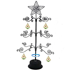 HOHIYA Metal Ornament Display Tree Stand Rotating Hanger 24 Inch Wire Hook Hanging for Halloween Christmas Balls Bauble Decorations Gift Craft Tabletop Black