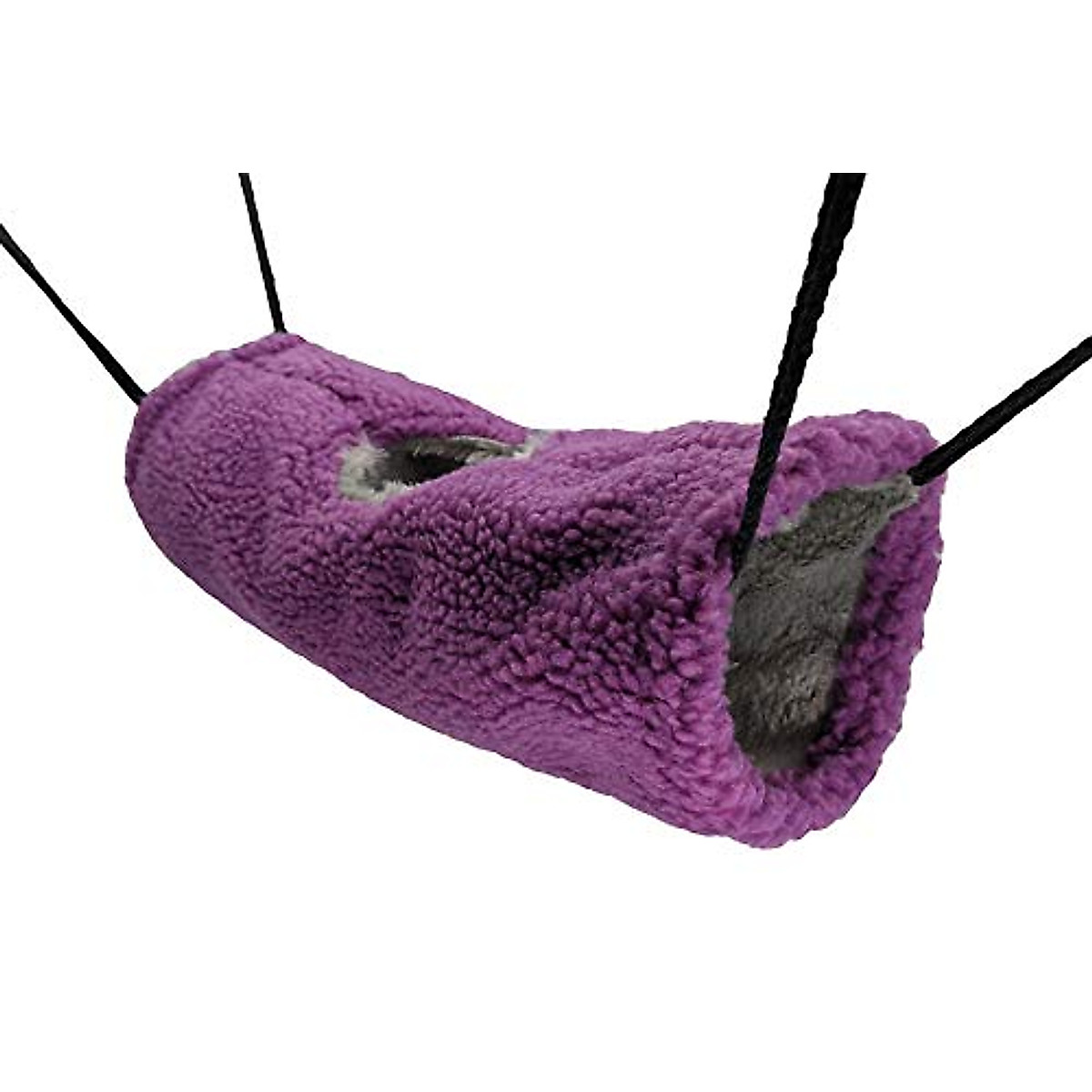 PAWSINSIDE Small Animal Hanging Tunnel Fleece Bunkbed Hammock for Ferret Rat Sugar Glider Squirrel (Tube, Purple)