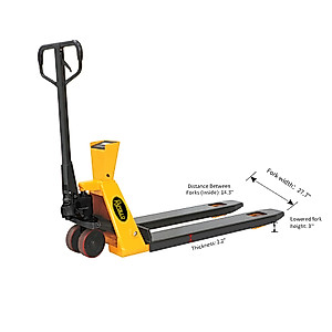 APOLLO Scale Pallet Jack Manual Hand Truck, Lb/Kg Switchable Electronic Digital Scale, 1lb Readability, 4400lbs Capacity 48"x27" Fork for Heavy Duty Warehouse Supermarket, Logistics Center