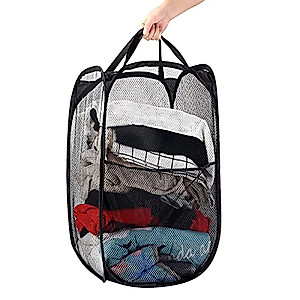 Simplized Popup Laundry Hamper Large Foldable | Pop-up Mesh Hamper Dirty Clothes Basket with Carry Handles (2 Pack-Large)