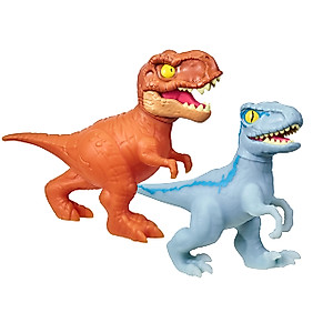 Heroes of Goo Jit Zu Jurassic World - Chomp Attack Stretch Blue Velociraptor Action Figure, Multicolor