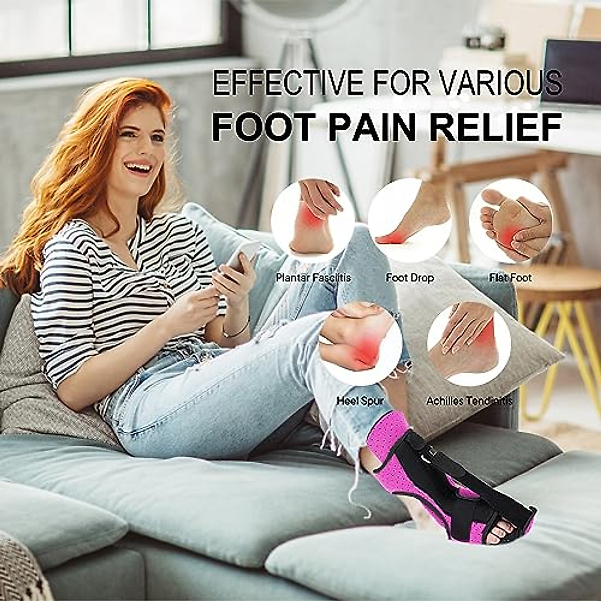 Kelong Plantar Fasciitis Night Splint: Upgraded Plantar Fasciitis Brace with Massage Ball for Foot Pain Relief by Plantar Fasciitis Achilles Tendonitis Foot Drop Flat Arch Heel Spur | Comfortable & Easy Use for Women Men