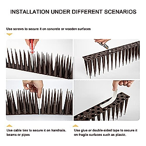 OFFO Bird Spikes Pigeon Outdoor Deterrent Spikes for Cat Keep Birds Raccoon Woodpecker Away Covers 8 Feet(244cm), Brown