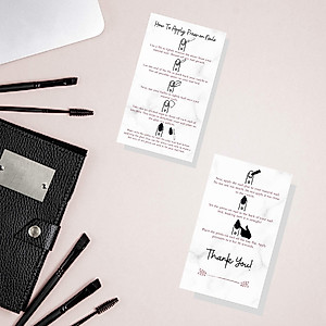 Press-On Nail Application Instructions Cards | 50 Pack | 2x3.5" inch Business Card Size | DIY Press-On Nail Kit | Marble with Rosey Gold Design