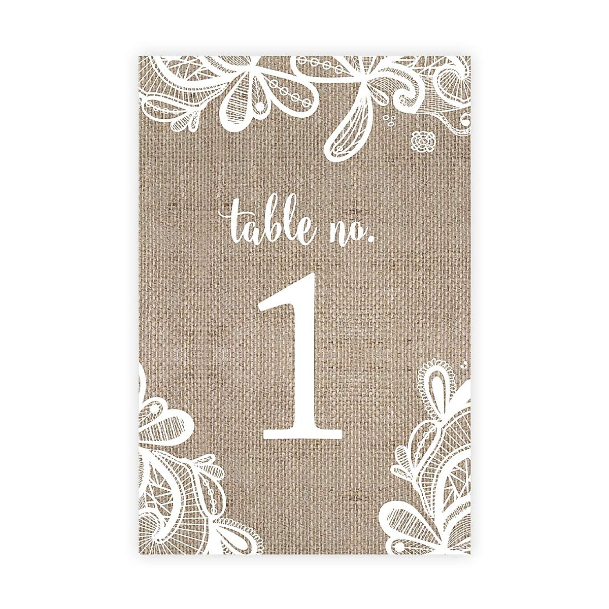 Andaz Press Burlap Lace Wedding Table Numbers 1-20, 4x6-Inches Table Number Cards For Wedding Reception Table Number For Seating Chart For Wedding Reception, Restaurant, Classroom, Boda