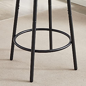 CUANBOZAM 3-Piece Bar Table Set for 2, Small 2-Tier Round Bistro Pub Dining Table & PU Upholstered Stools with Backrest, Counter Height Table and Chairs Set for Kitchen Small Space, Grey