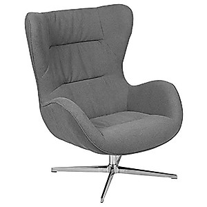 Flash Furniture Rally Gray Fabric Swivel Wing Chair