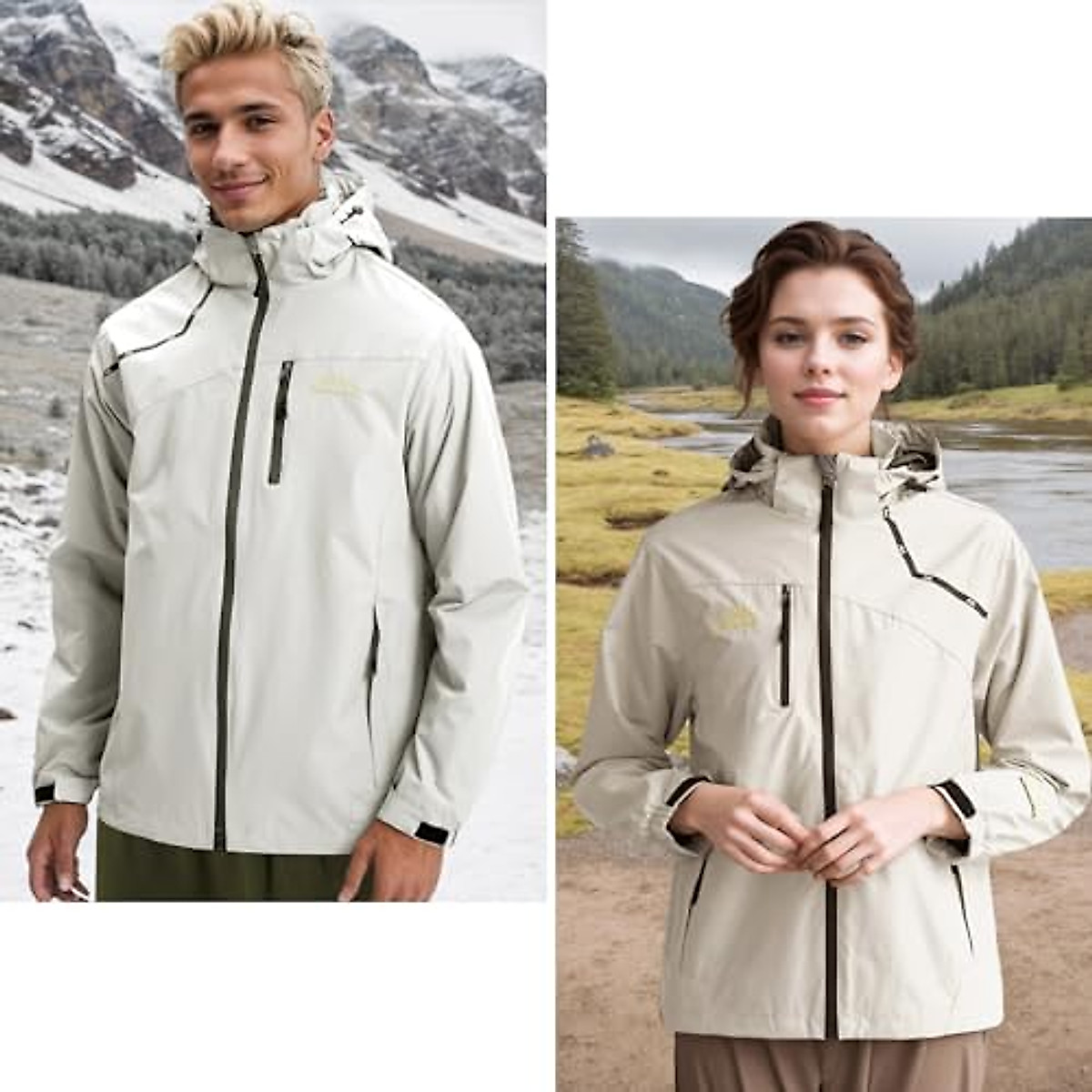 HVECZIXP Men's Women's Waterproof Lightweight Rain Jacket With Hood Zipper Trench Outdoor Windproof Jacket For Hiking Travel