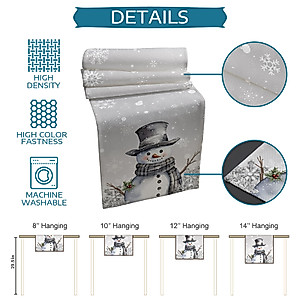 Grey Snowman Christmas Table Runner 36 Inches Long, Xmas Berry Botanical Farmhouse Dress Scarves, Winter Snowflake Dining Tablerunner for Coffee Table/Kitchen Island/Christmas Party, Small 13"x36"