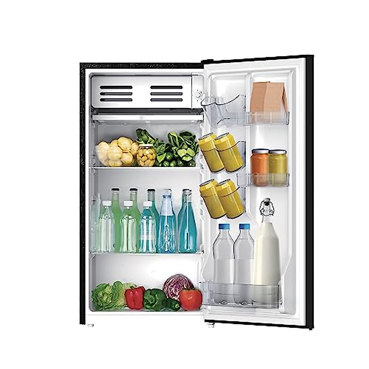 RCA RFR321-B-Black-COM RFR321 Single Mini Refrigerator-Freezer Compartment-Adjustable Thermostat Control-Reversible Doors-Ideal for for Dorm, Office, RV, Garage, Apartment-Black Cubic Feet, 3.2 CU.FT
