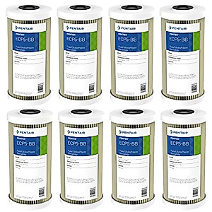 Pentair Pentek ECP5-BB Big Blue Sediment Water Filter, 10-Inch, Whole House Heavy Duty Pleated Cellulose Polyester Replacement Cartridge, 10" x 4.5", White End-Cap, 5 Micron, Pack of 8