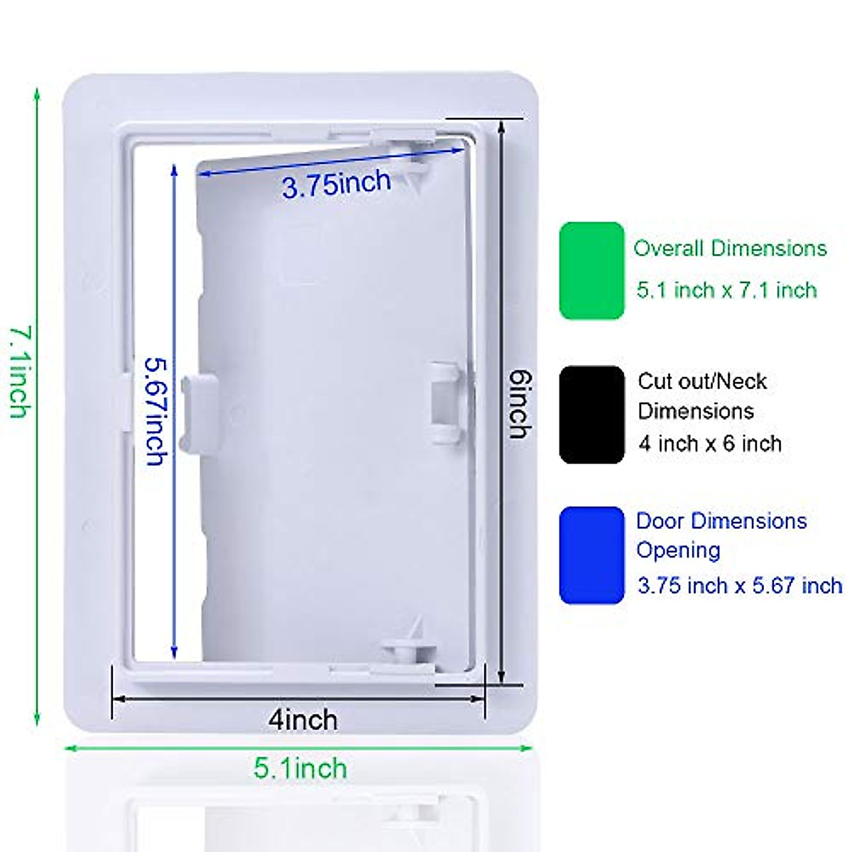 Suteck Plastic Access Panel for Drywall Ceiling 4 x 6 Inch Reinforced Plumbing Wall Access Doors Removable Hinged White