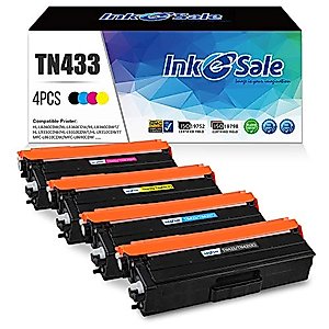 INK E-SALE Compatible Toner Cartridge Replacement for Brother TN433 TN431 High Yield, 4 Pack, Black Cyan Yellow Magenta