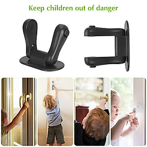 BiSiViO Child Proof Door Lever Lock, 2 Pack Door locks for kids safety, Door knob child proof, Baby proofing, 3M Adhesive, Door handle child proof, Baby Safety Locks for Toddlers (Black)