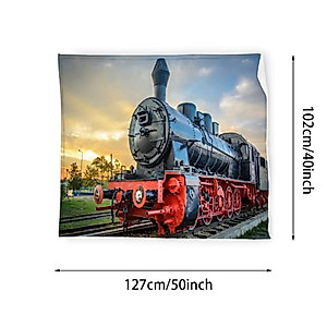 Steam Train Old Engine Train Blanket Soft Fleece Throw Blanket Cozy Fuzzy Warm Flannel Blankets for Women Men for Couch Bed Sofa All Season Gift