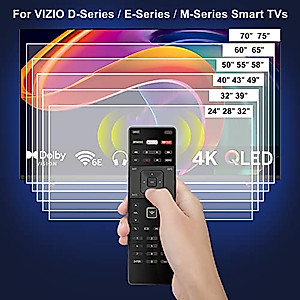 XRT122 Replacement for VIZIO-Smart-TV-Remote, Compatilbe with VIZIO D Series E Series M Series LED HDTV TVs (Pack of 2)