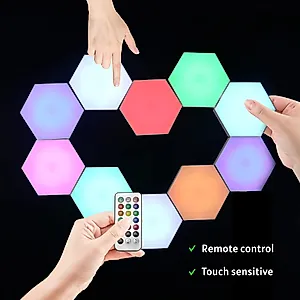 Fignolee Hexagon Lights | Premium Light Panels | RGB Cool Lights | Touch-Sensitive and Remote Controlled Gaming Lights Suitable for Game Room, Bedroom and Living Room | DIY led Wall Lights (6 pcs)