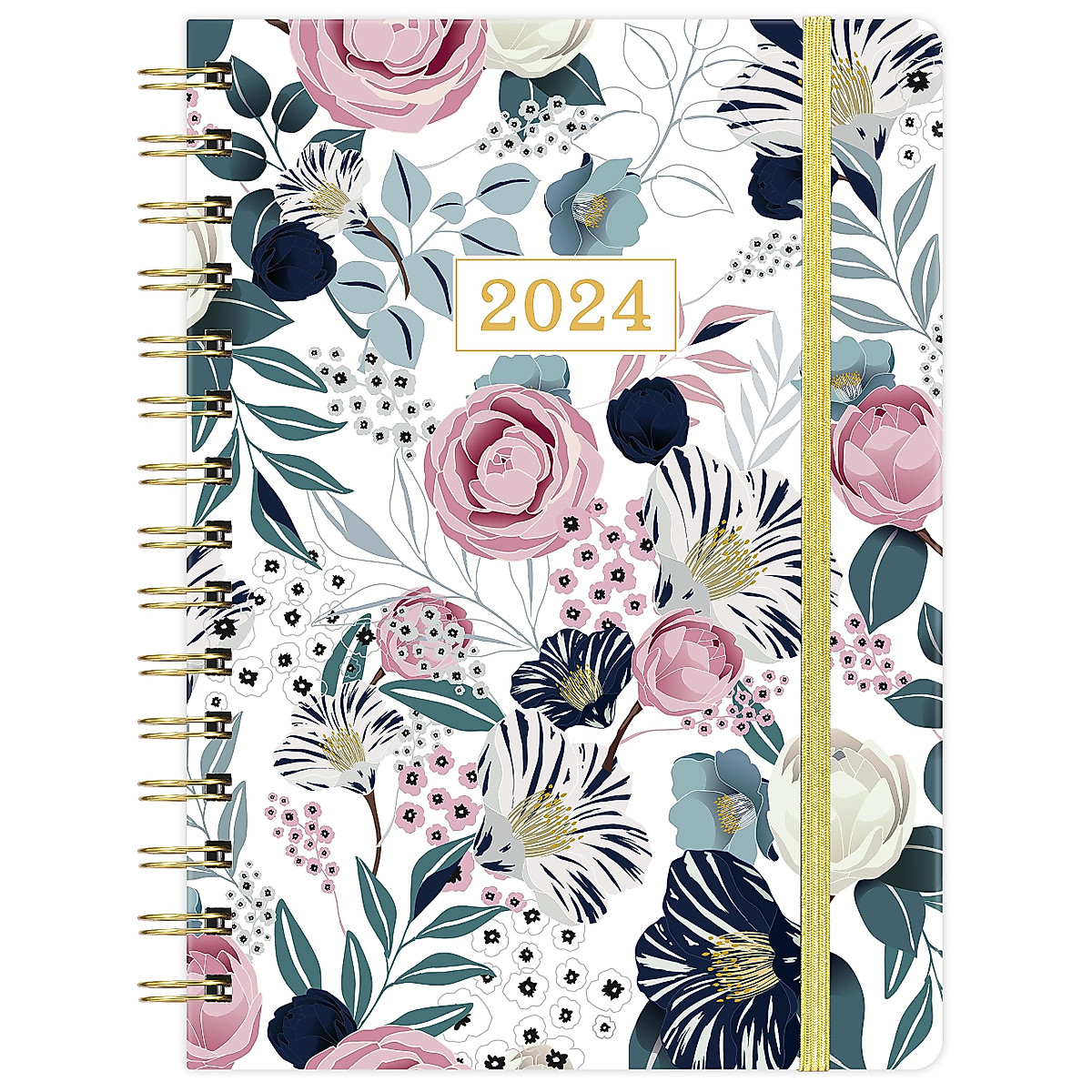 2024 Planner - Planner/Calendar 2024, Jan 2024 - Dec 2024, 2024 Planner Weekly and Monthly with Tabs, 6.3" x 8.4", Hardcover with Back Pocket + Thick Paper + Twin-Wire Binding - Petunia