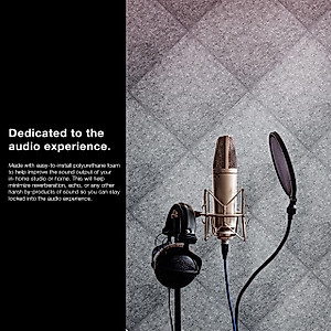 Fstop Labs Acoustic Foam Panels, 12" X 12" X 0.4" Acoustic Sound Absorbing Panel Tiles, Acoustic Panels, Absorption Insulation Treatment Used in Home & Offices (12 Pack, Grey)