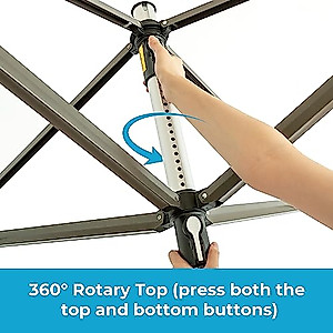 Bizvalue Clothesline Outdoor Rotary Dryer, 4 Arms Foldable Heavy Duty Height Adjustable Clothes Drying Rack, 196FT Drying Space, Hang Wet or Dry Laundry