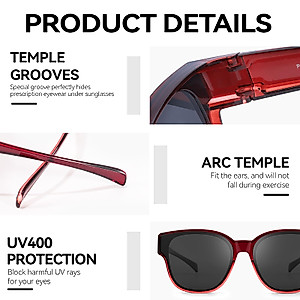 LVIOE Snap Shades Fit Over Sunglasses Solar Shields Wrap Around Over Glasses Sun Glasses Polarized UV400 Protection LS8001