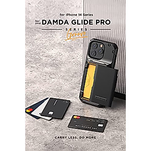 VRS DESIGN Damda Glide Pro Phone Case for iPhone 14 Pro, Sturdy Semi Auto Wallet [4 Cards] Case Compatible for iPhone 14 Pro Case (2022) (Groove Black)