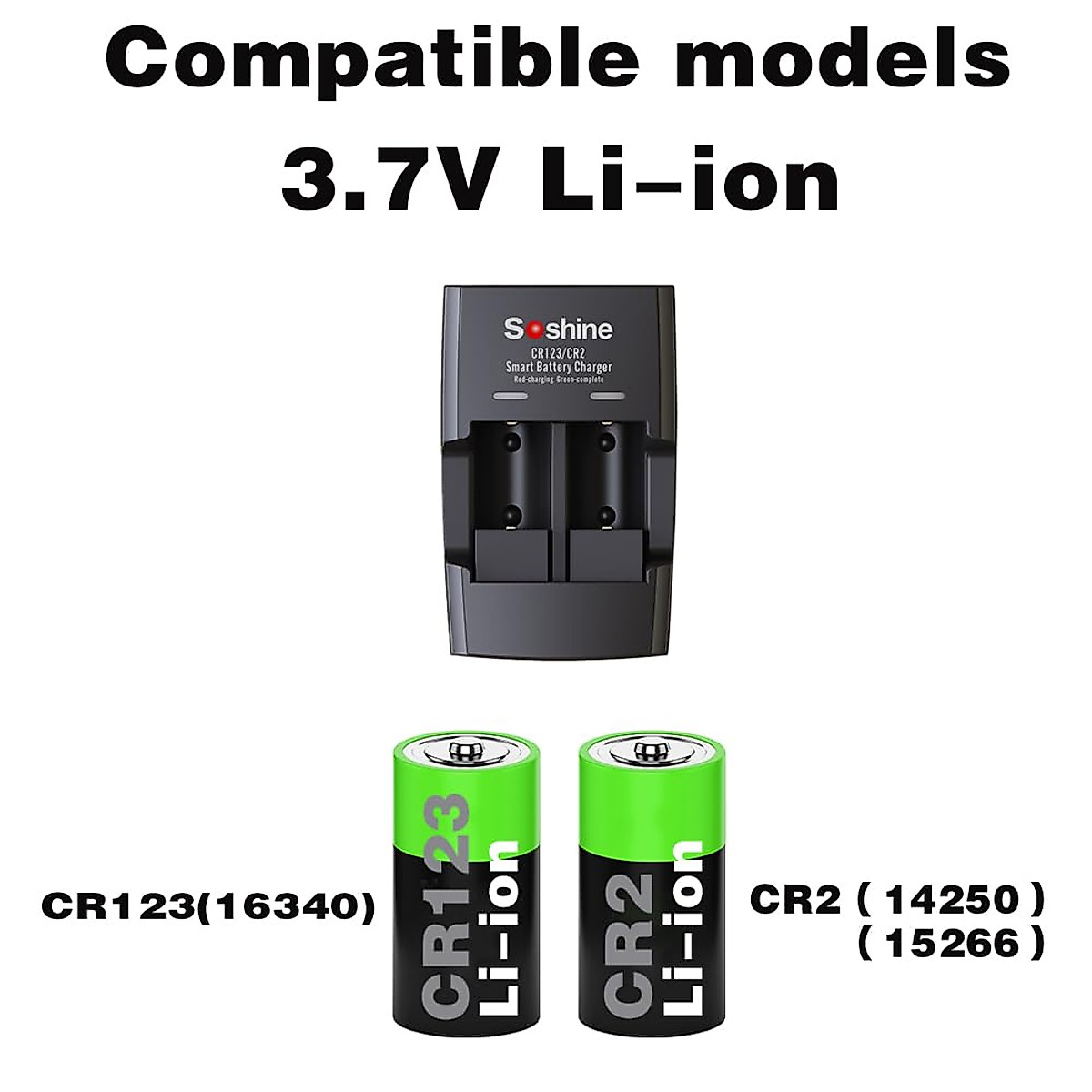 YDYDYYD Li-ion Battery Charger for 3.7V Li-ion RCR123 16340、 CR2 14250 15266, with USB C Charging Cable and 2 Slots Battery Storage Box, for Camera、 Toys、 Flashlight Battery Charger