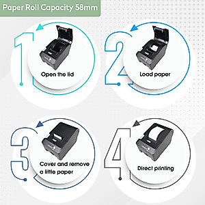 Countlyte Thermal POS Printer C-TP-58PLUS, 58mm Receipt Printer, RS-232 Serial Interface for ESC/POS,Support Connect Money Counter Machine