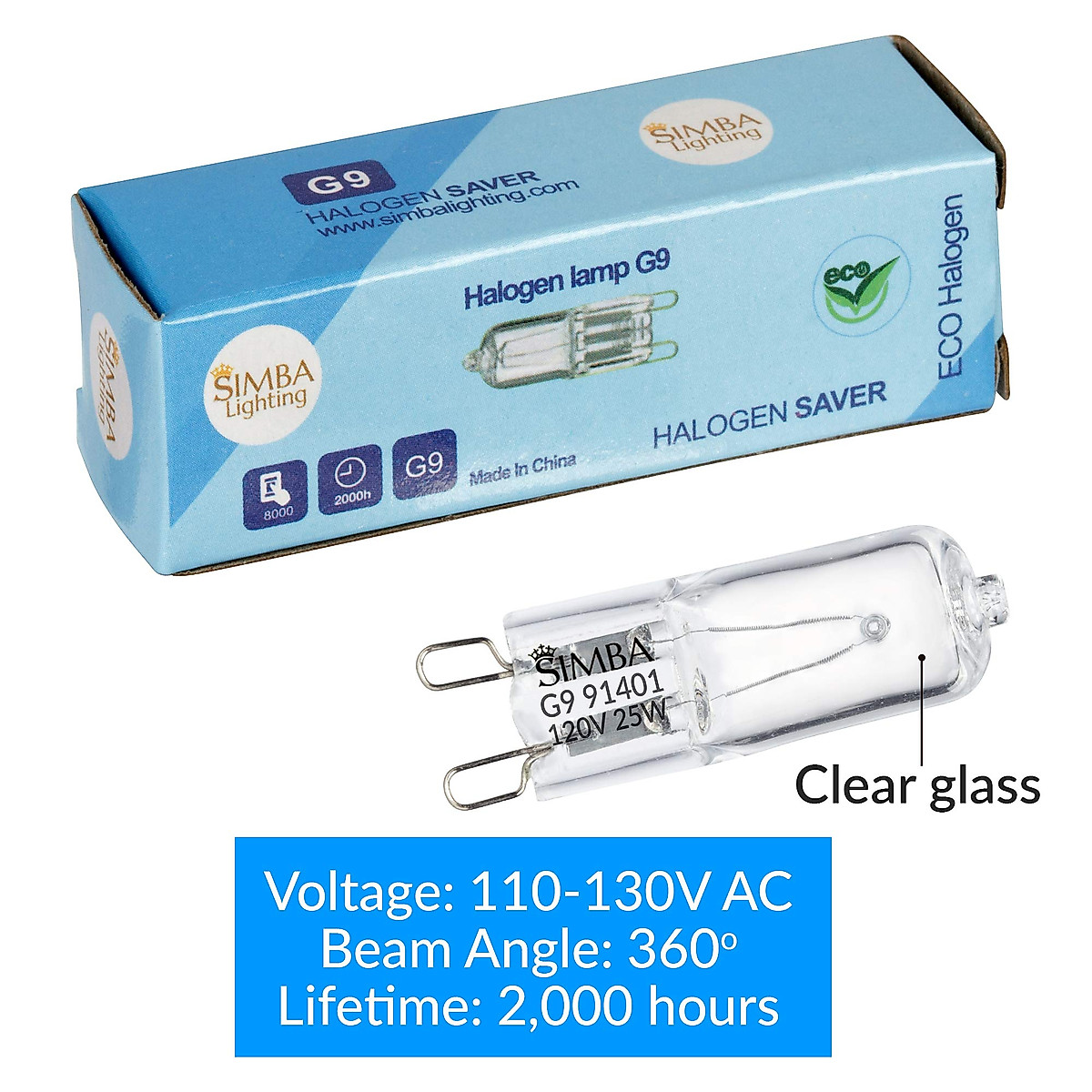 Simba Lighting Halogen Light Bulb G9 T4 60W JCD Bi-Pin (10 Pack) for Chandeliers, Pendants, Cabinet Lights, Landscape Lights, Desk and Floor Lamps, Wall Sconces, 120V Dimmable, 2700K Warm White