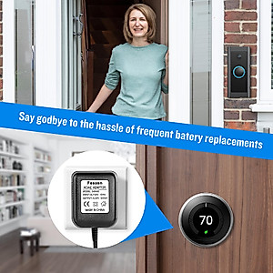 Fesasn C Wire Power Adapter, 24V Doorbell Power Transformer, for Ring Doorbell and Smart Thermostat for Nest Ecobee, Sensi and Honeywell (16.5 FT Black)