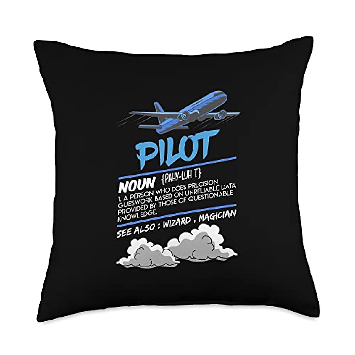 Aircraft & Airports Designs Airplane Pilot Controller Funny Definition Aviator Throw Pillow, 18x18, Multicolor