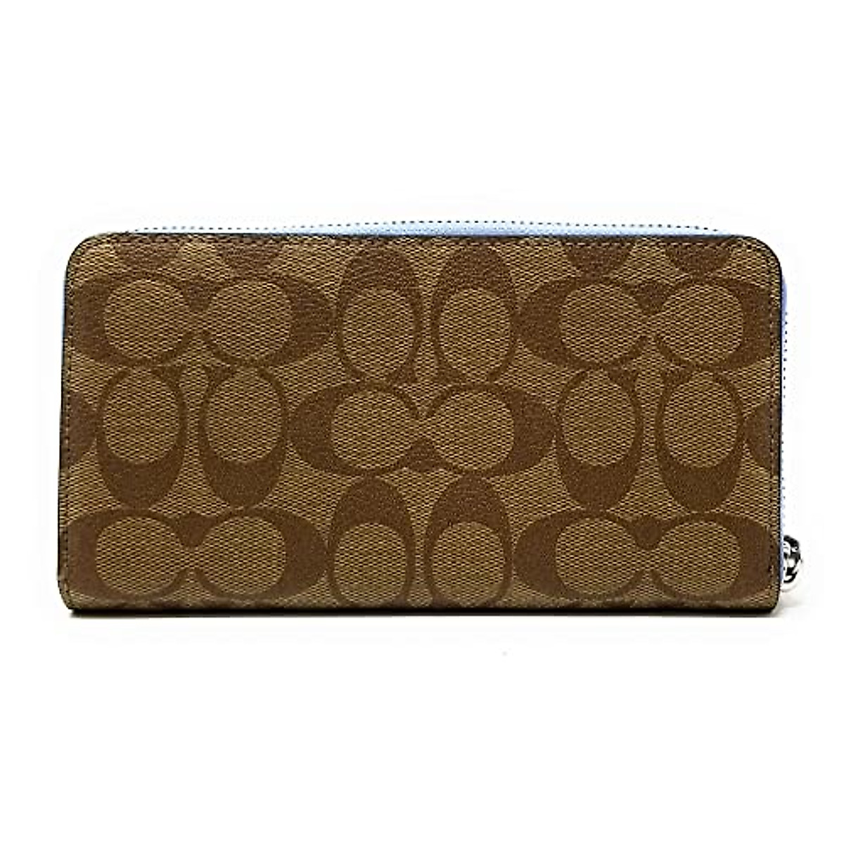 Coach Women's Long Zip Around Wallet In Signature Canvas (Khaki - Marble Blue)