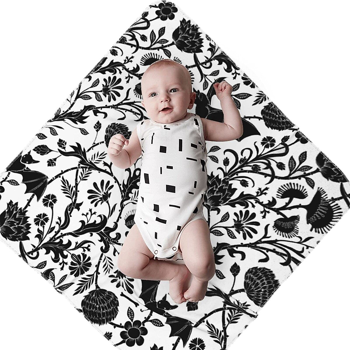 Christmas Goth Bat Flower Halloween Baby Swaddle Blankets boy Newborn Receiving Gothic Blankets Christmas Girl Baby Swaddle Blankets Large Swaddle Blankets Swaddling Wrap Silky Soft Gifts
